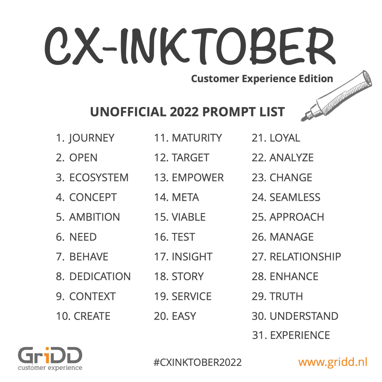 CX Inktober 2022: spreken we dezelfde taal? - GriDD